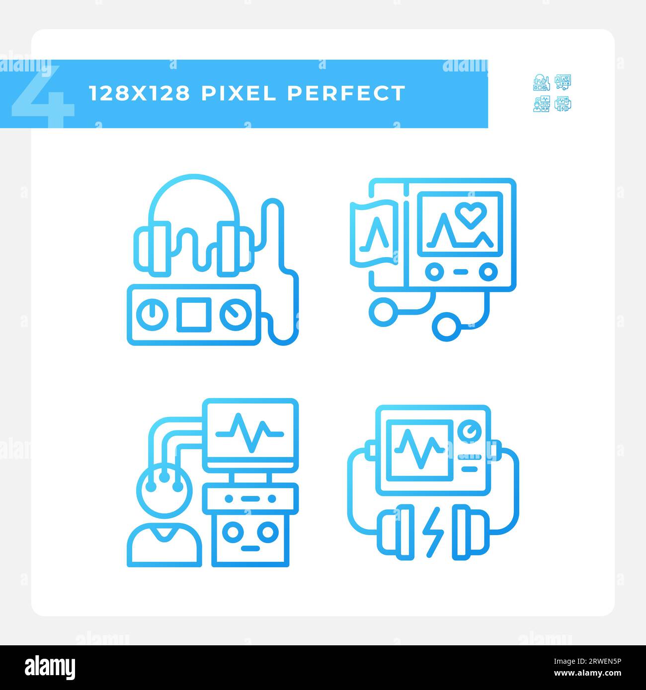 Healthcare equipment pixel perfect gradient linear vector icons set ...