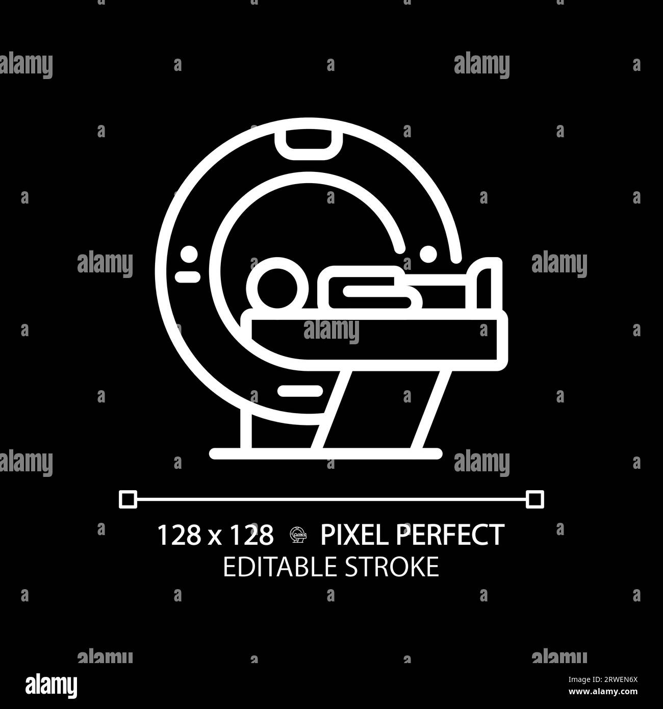 Ct scan pixel perfect white linear icon for dark theme Stock Vector ...