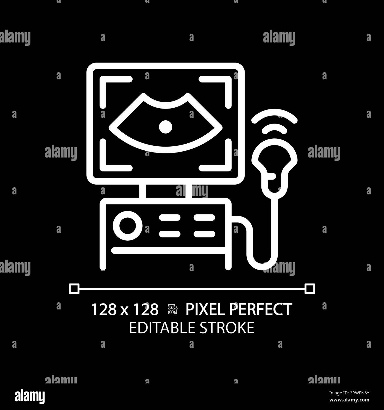 Ultrasound machine pixel perfect white linear icon for dark theme Stock ... Ultrasound machine pixel perfect white linear icon for dark theme Stock ...