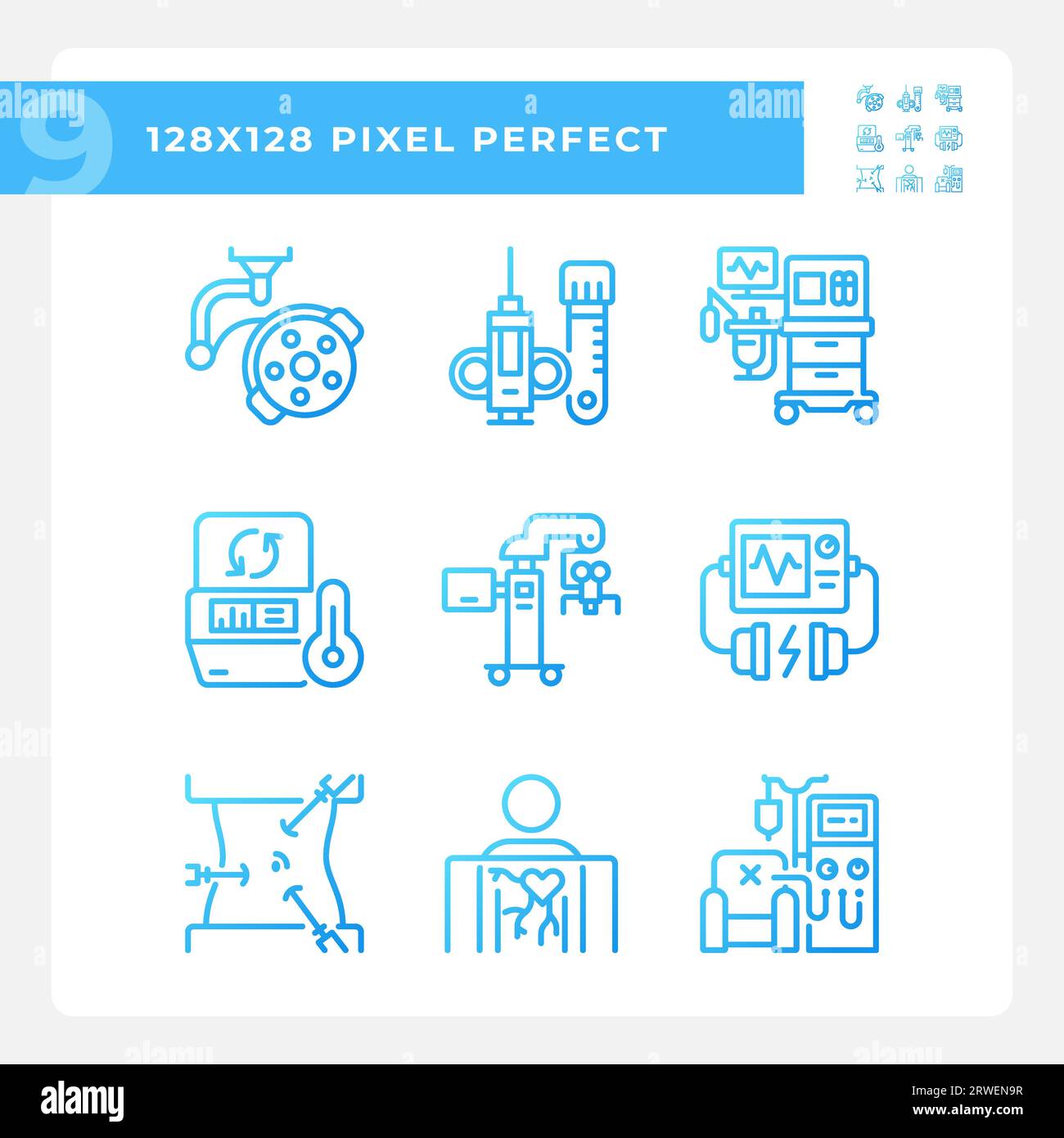 Medical technology pixel perfect gradient linear vector icons set Stock ...