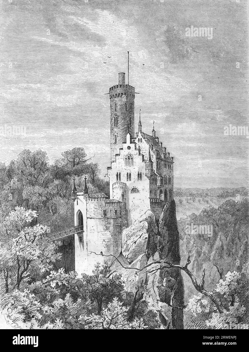 Lichtenstein Castle circa 1890, 19th century castle built in the style ...