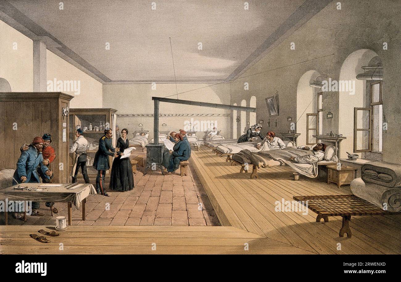 Crimean War. Florence Nightingale examines a ward in the military ...