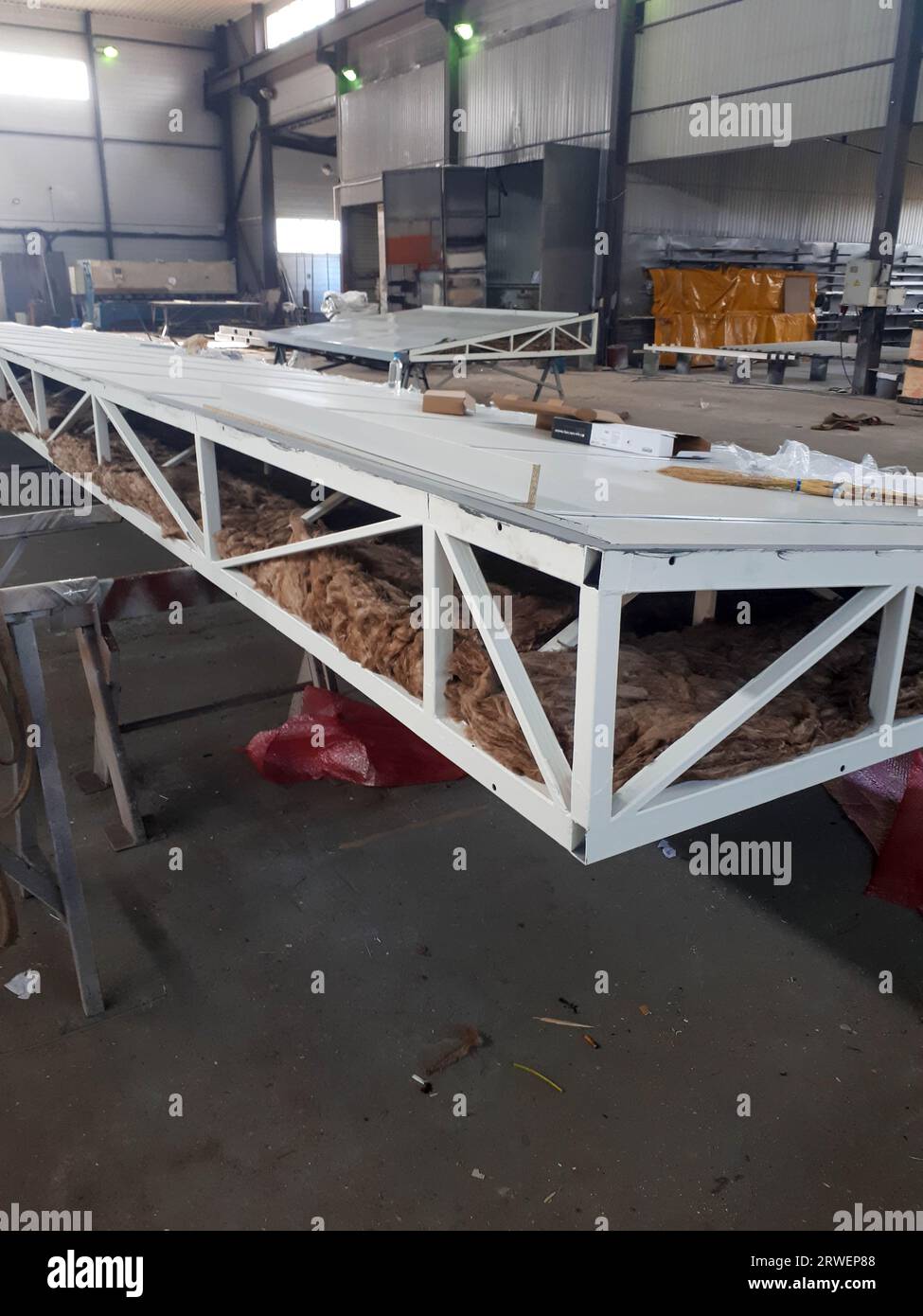 Metal welded steel frame made of pipes of a block-modular building of a ...