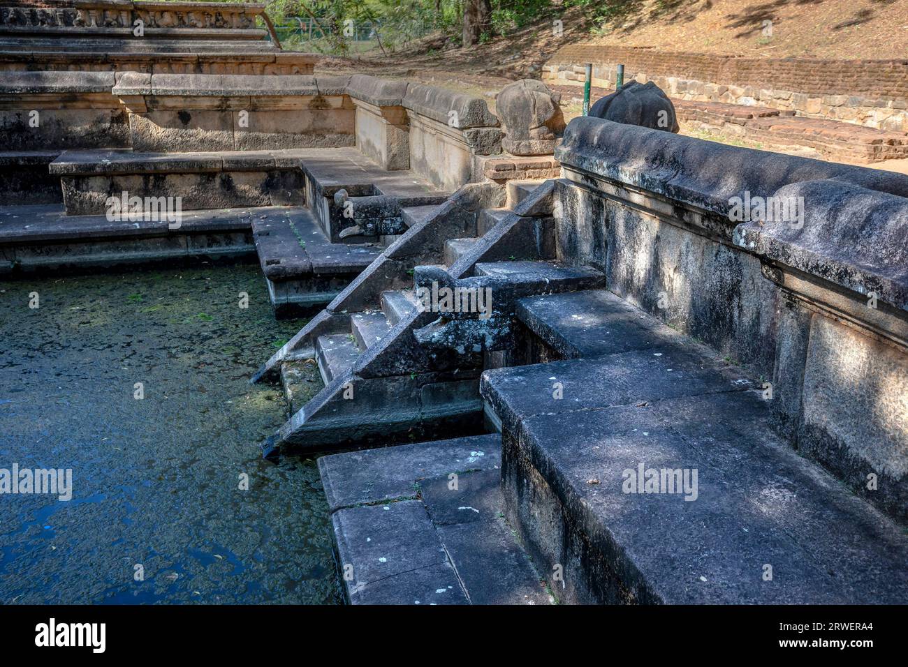 Crocodile fountains sit on either side of the stairway leading into ...
