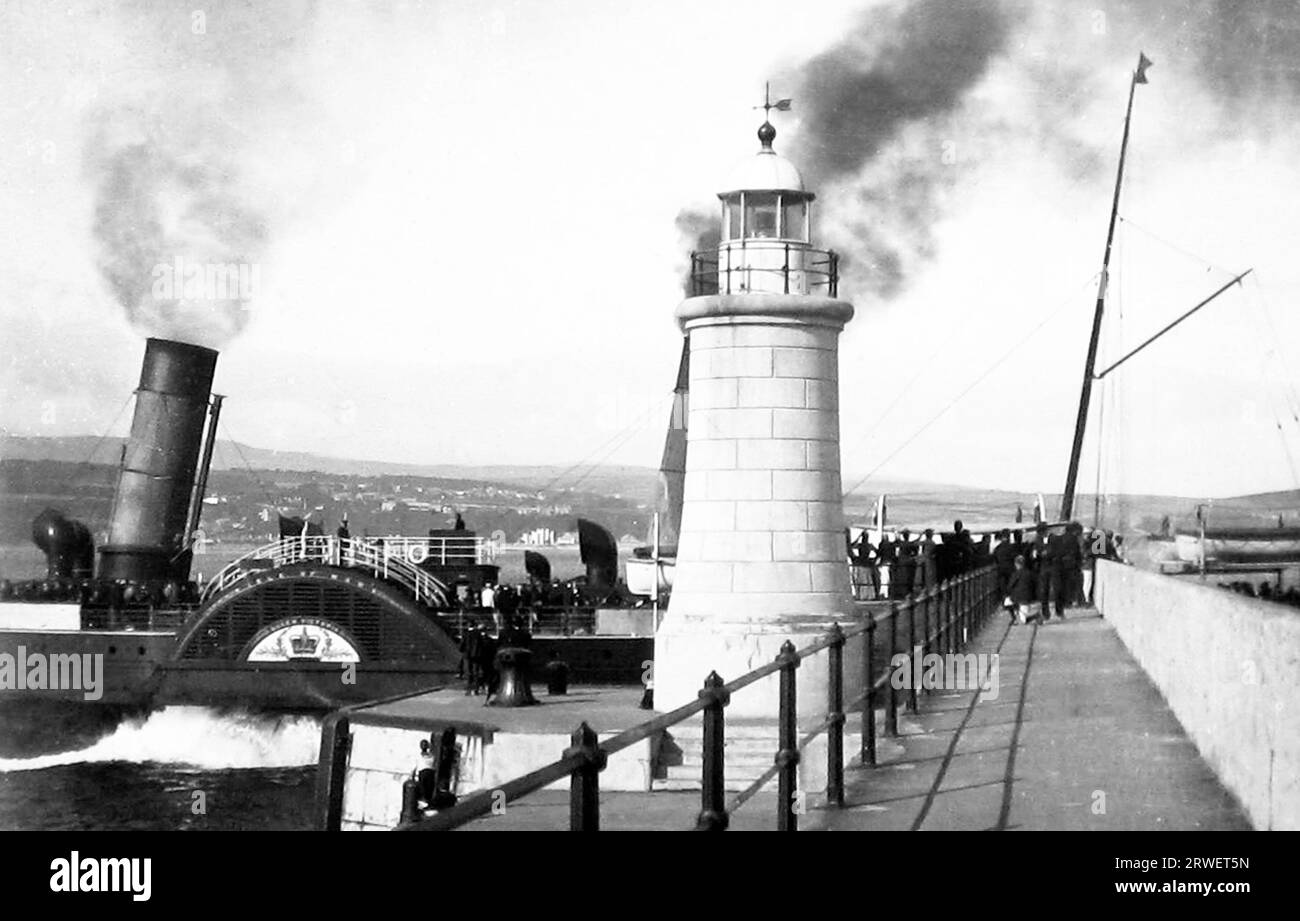 Paddle Steamer Queen Victoria, Douglas Harbour, Isle of Man, Victorian ...