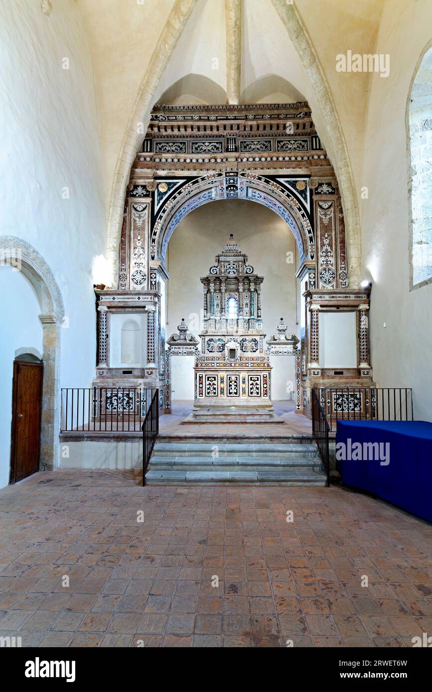 Gerace Calabria Italy. The interior and the baroque altar of Saint ...