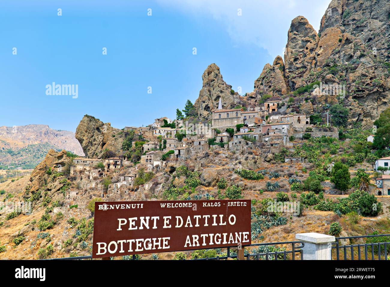 Pentedattilo Calabria Italy. Abandoned ghost town Stock Photo - Alamy