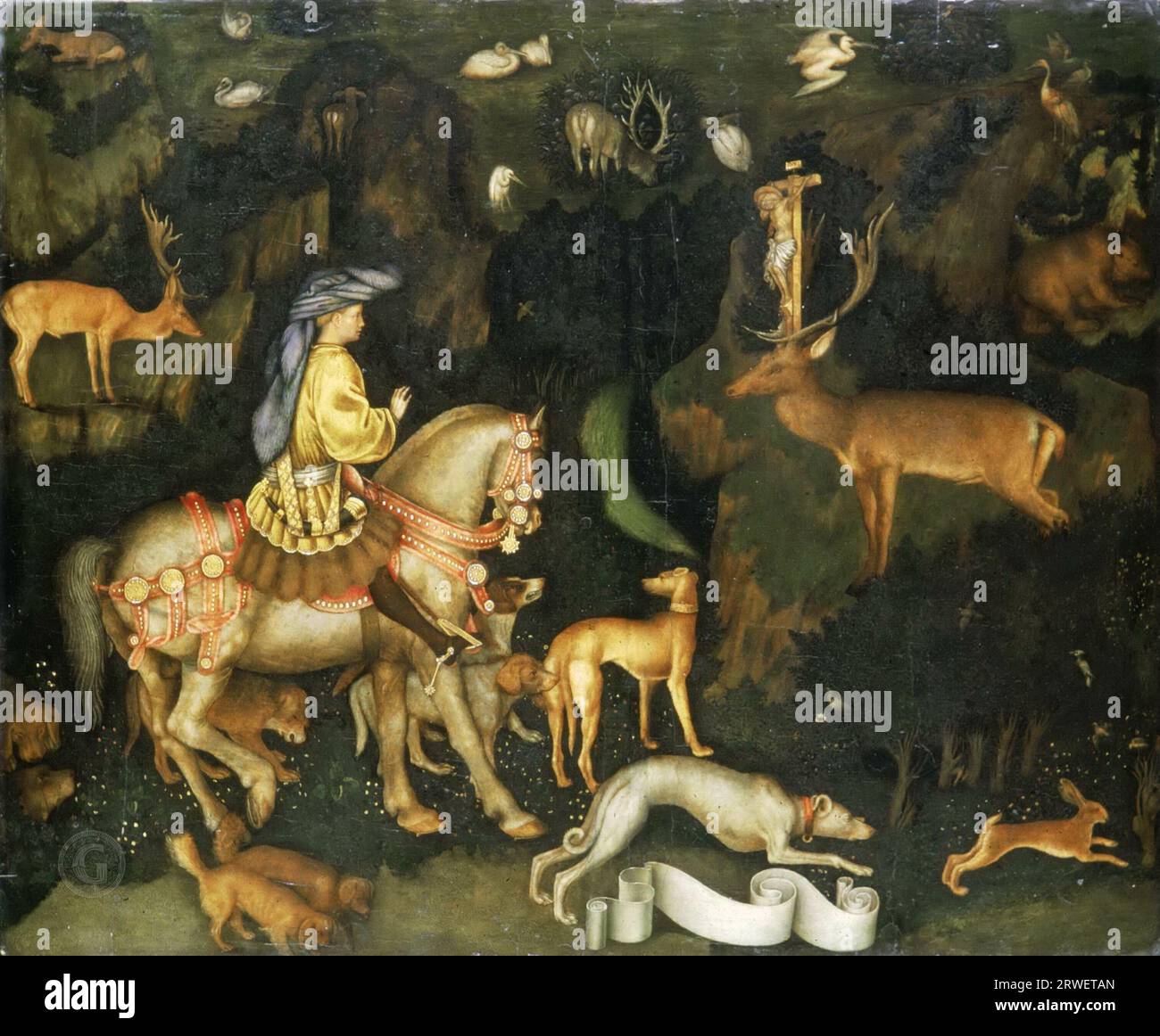 Pisanello, 1395-ca. 1455 – The Vision of St. Eustace Part 5 Louvre Stock Photo - Alamy