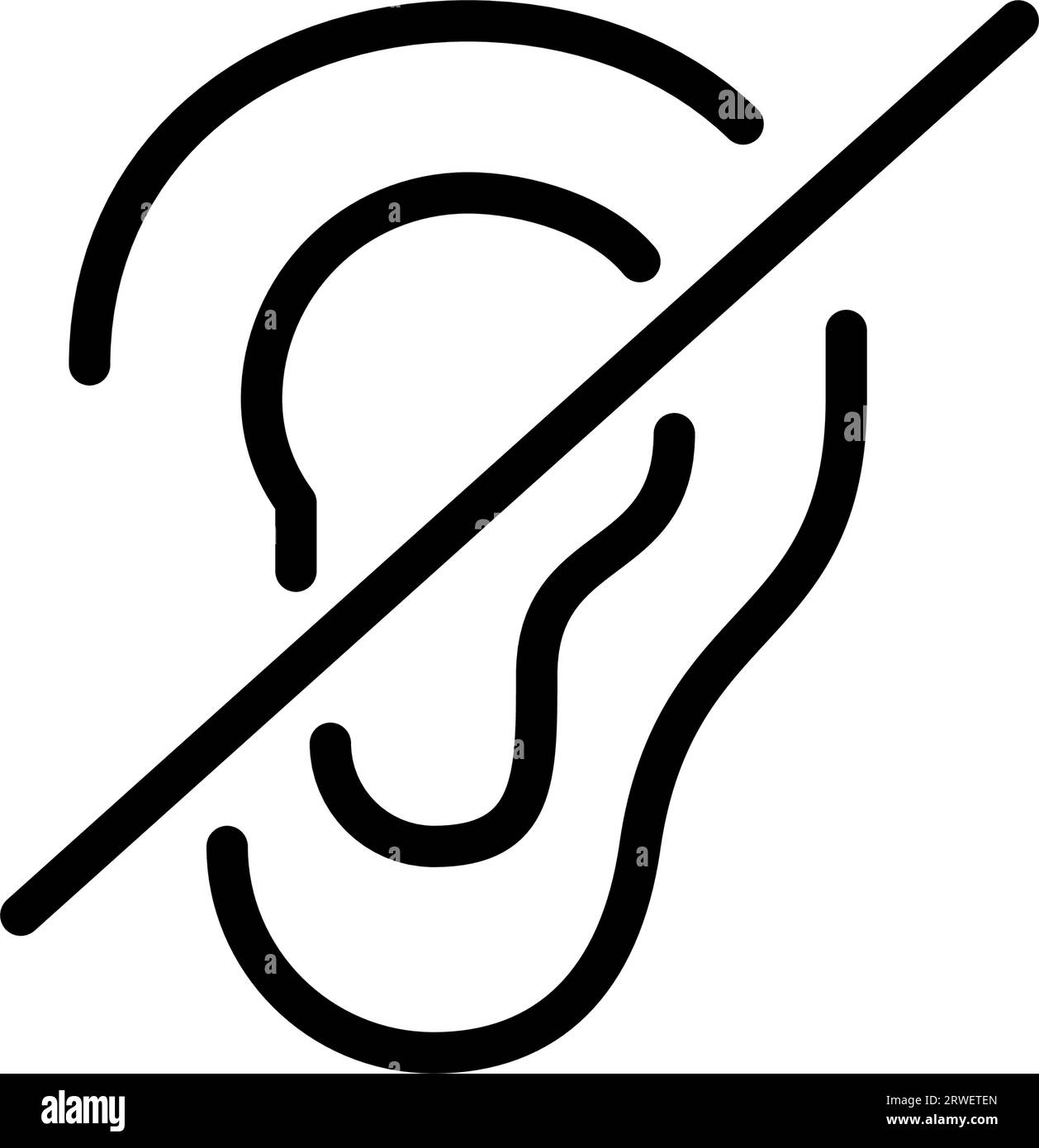 Ear crossed. Hearing impairment or silent mode activation. Pixel ...