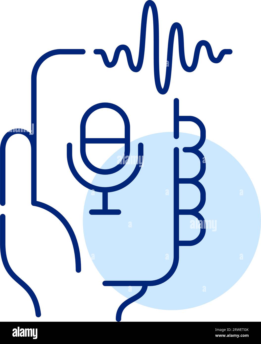 Voice recognition artificial intelligence technology. Hand holding a ...