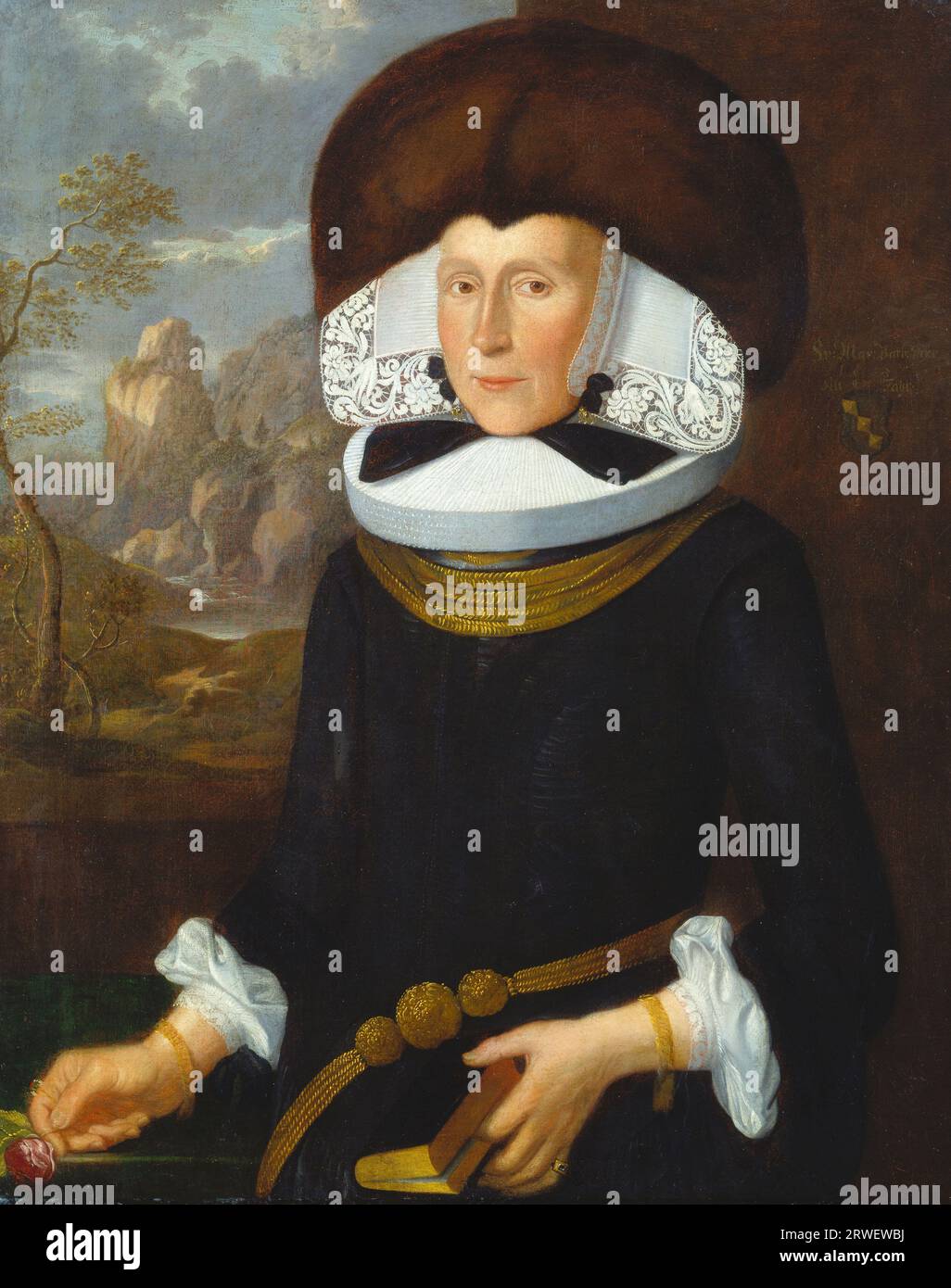 Portrait of Maria Barbara Mäder, née Peyer with the wakes (1636-1693 ...