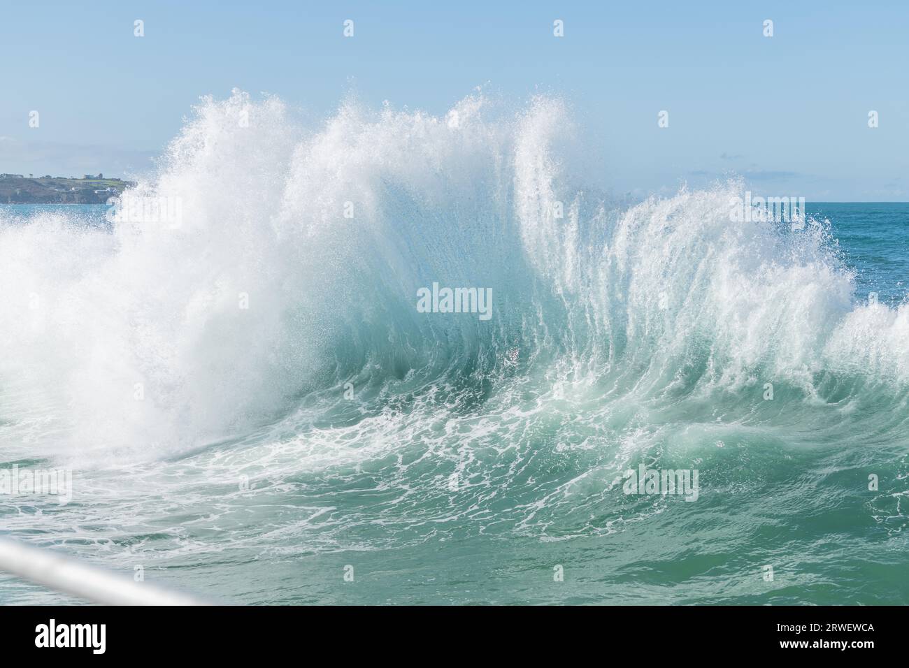 Waves, St Ouen Bay, Jersey, Channel Islands. 11.2m high tide Stock ...