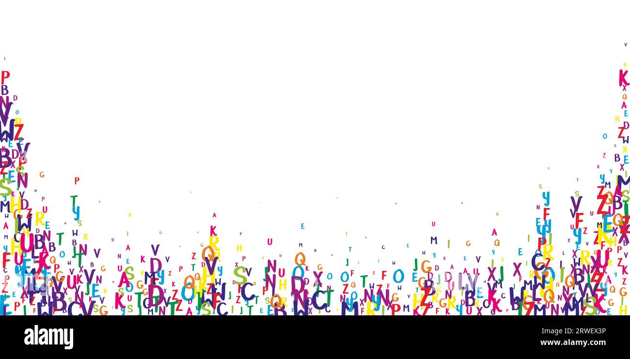 Scattered letters of latin alphabet. Colorful childish floating ...