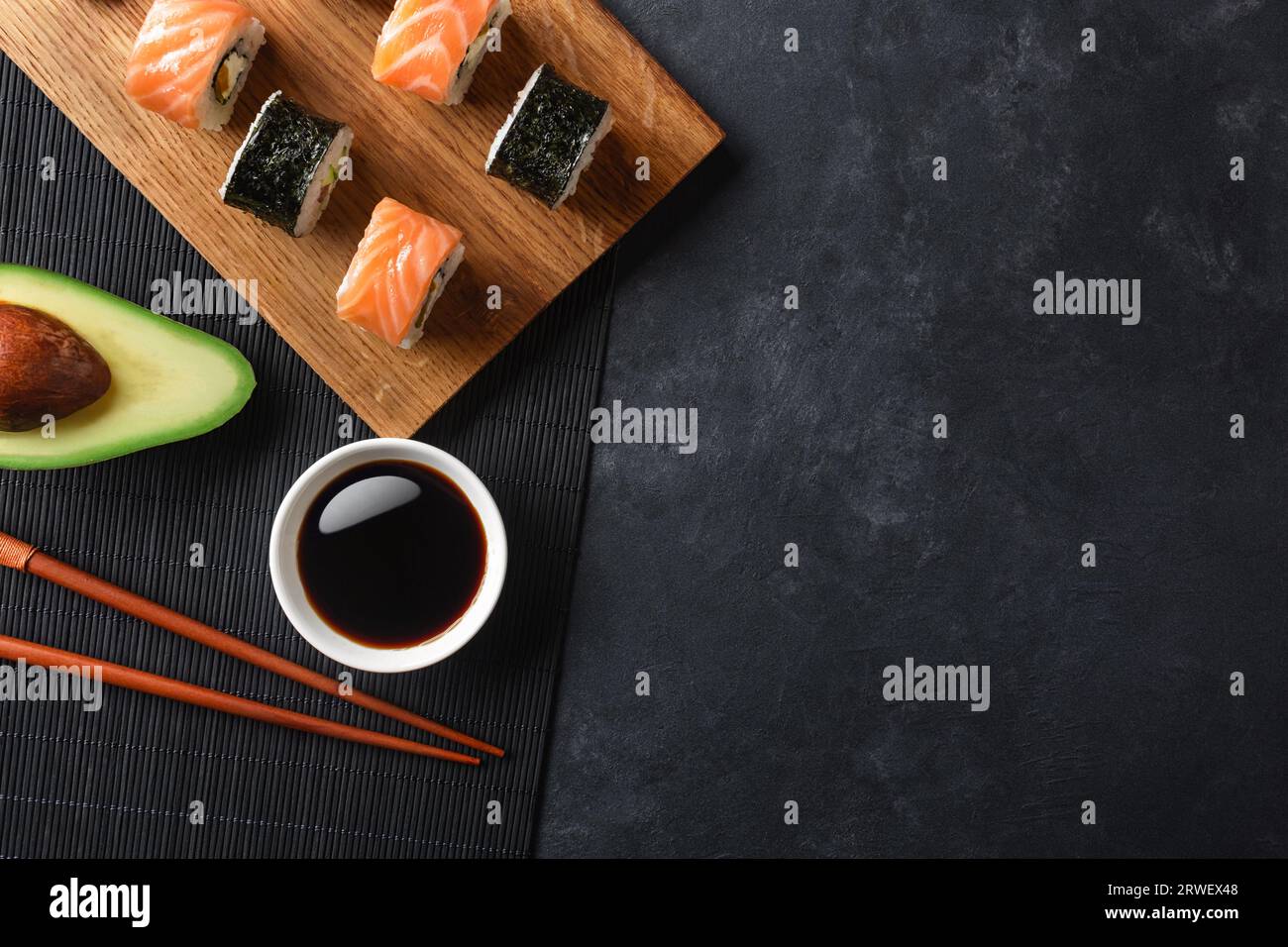 Top view sushi rolls hi-res stock photography and images - Alamy
