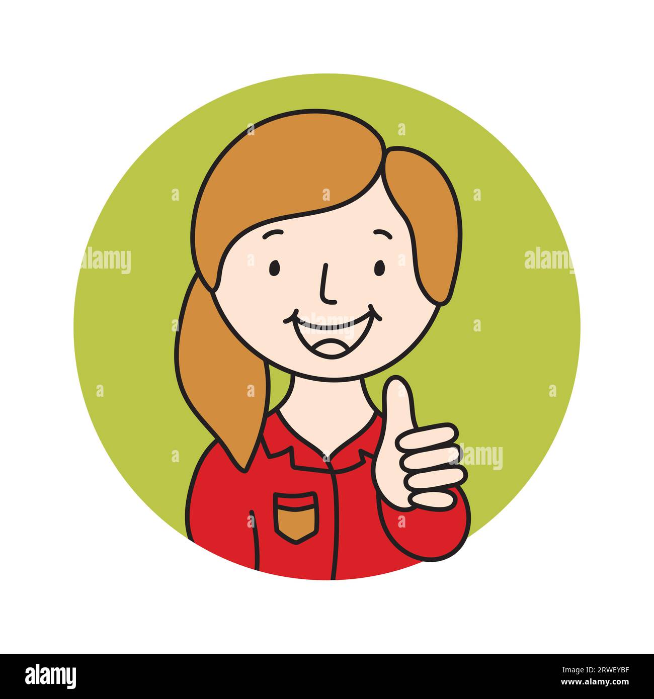 Cute smiling little girl show sign Ok. board traffic light with ...