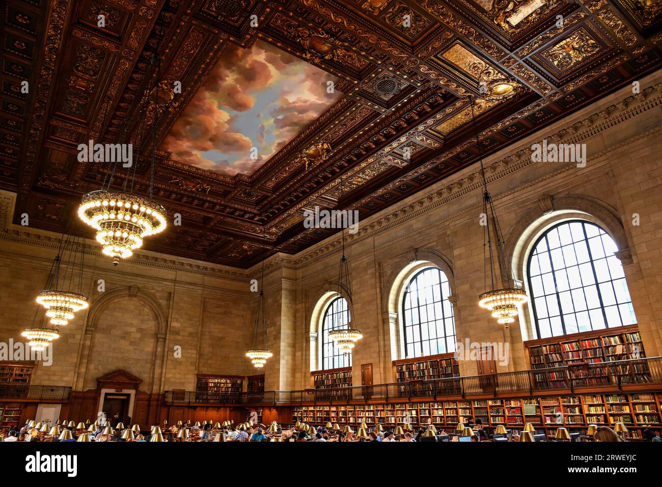 The Rose Main Reading Room in New York Public Library (NYPL) - Manhattan, New York City Stock ...