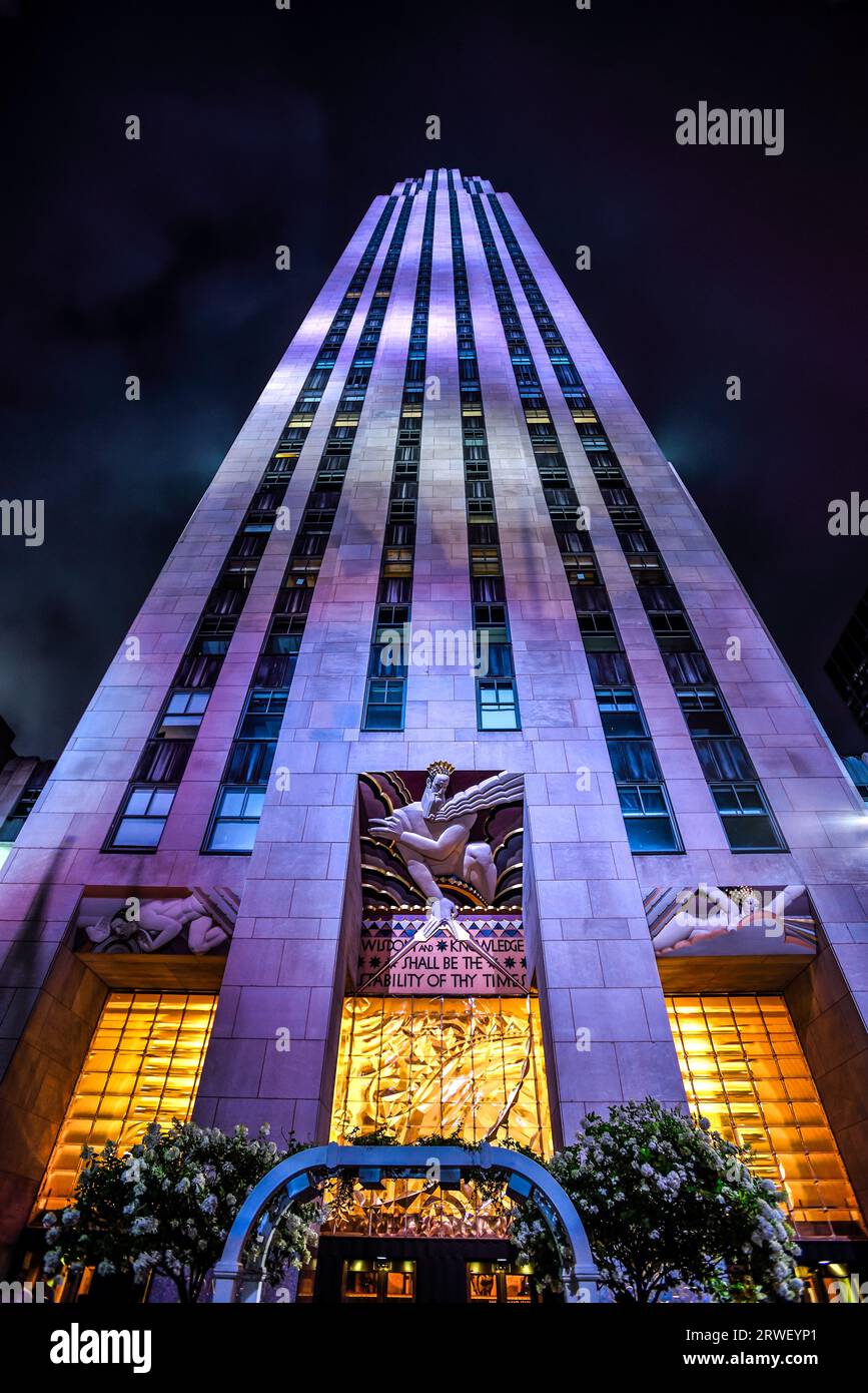 Looking Up the Facade of 30 Rockefeller Plaza, the Centerpiece of ...