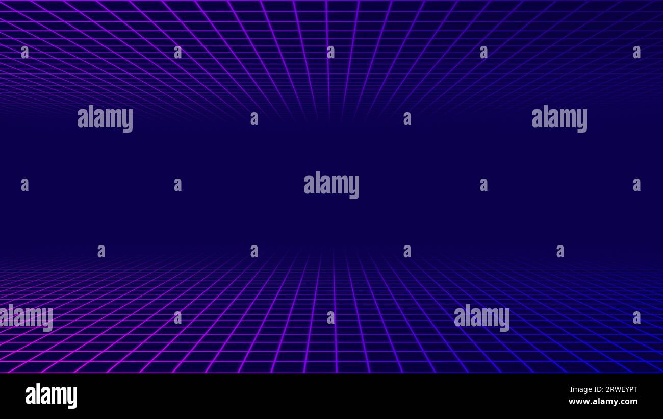 Infinity perspective grid wireframe neon hi-res stock photography and ...