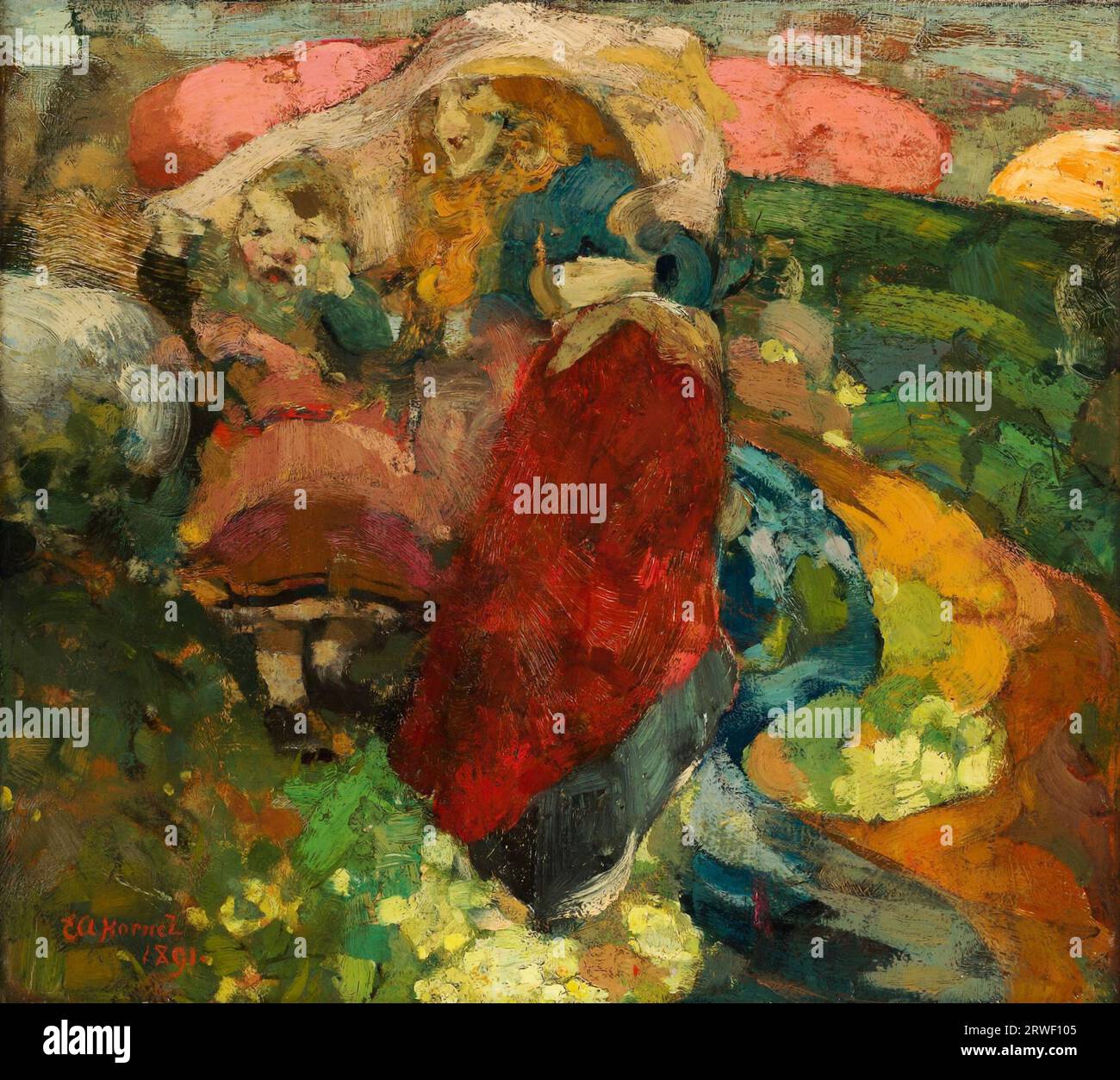 Edward Atkinson Hornel - Woman and Child in a Galloway Landscape -(1891 ...