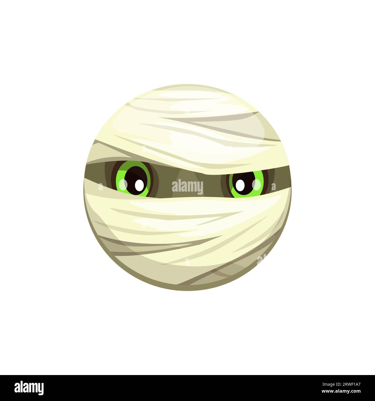 Cartoon Halloween mummy emoji character wrapped in tattered bandages ...