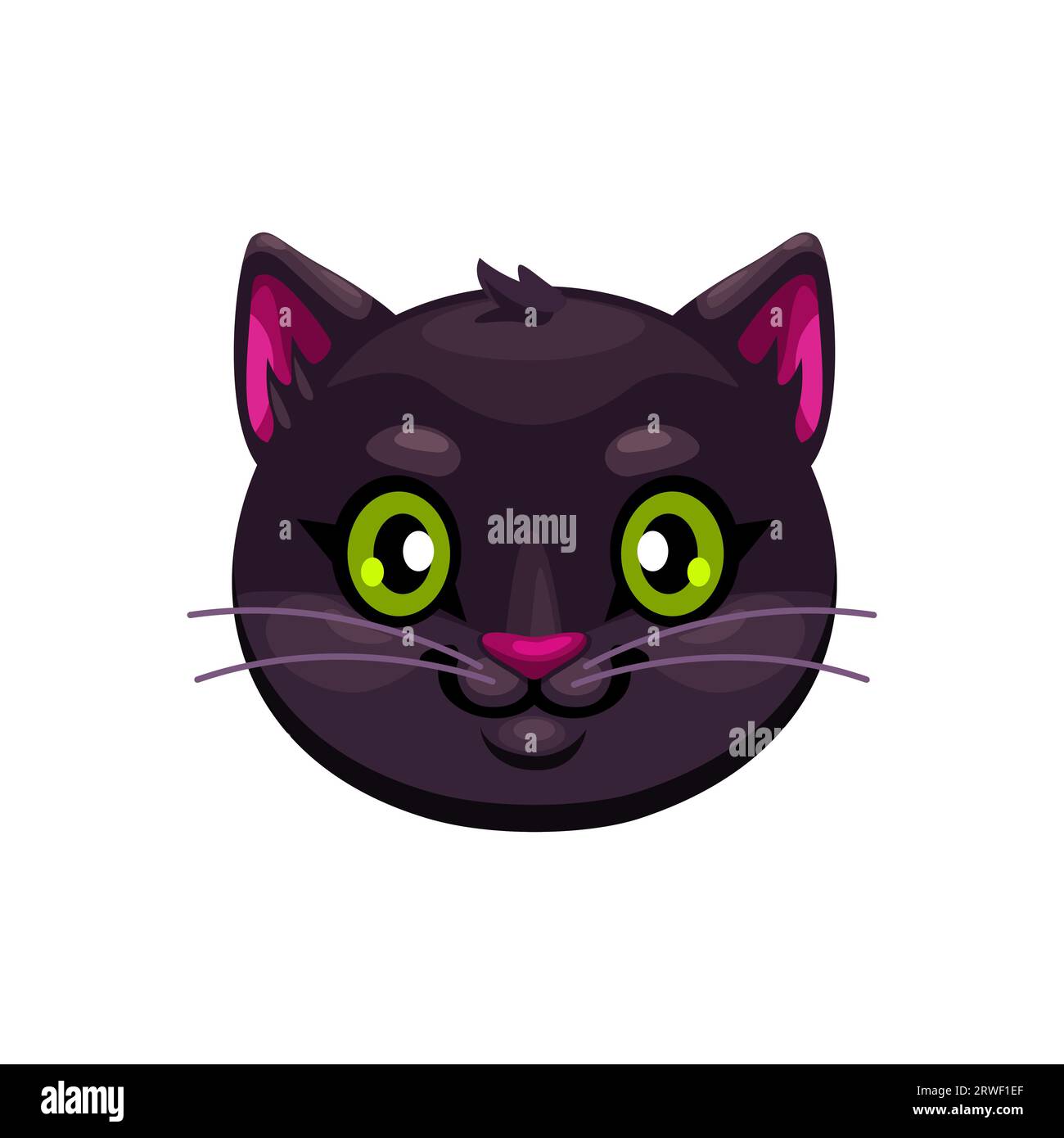 Cartoon Halloween black cat emoji depicts a sleek feline face with a ...