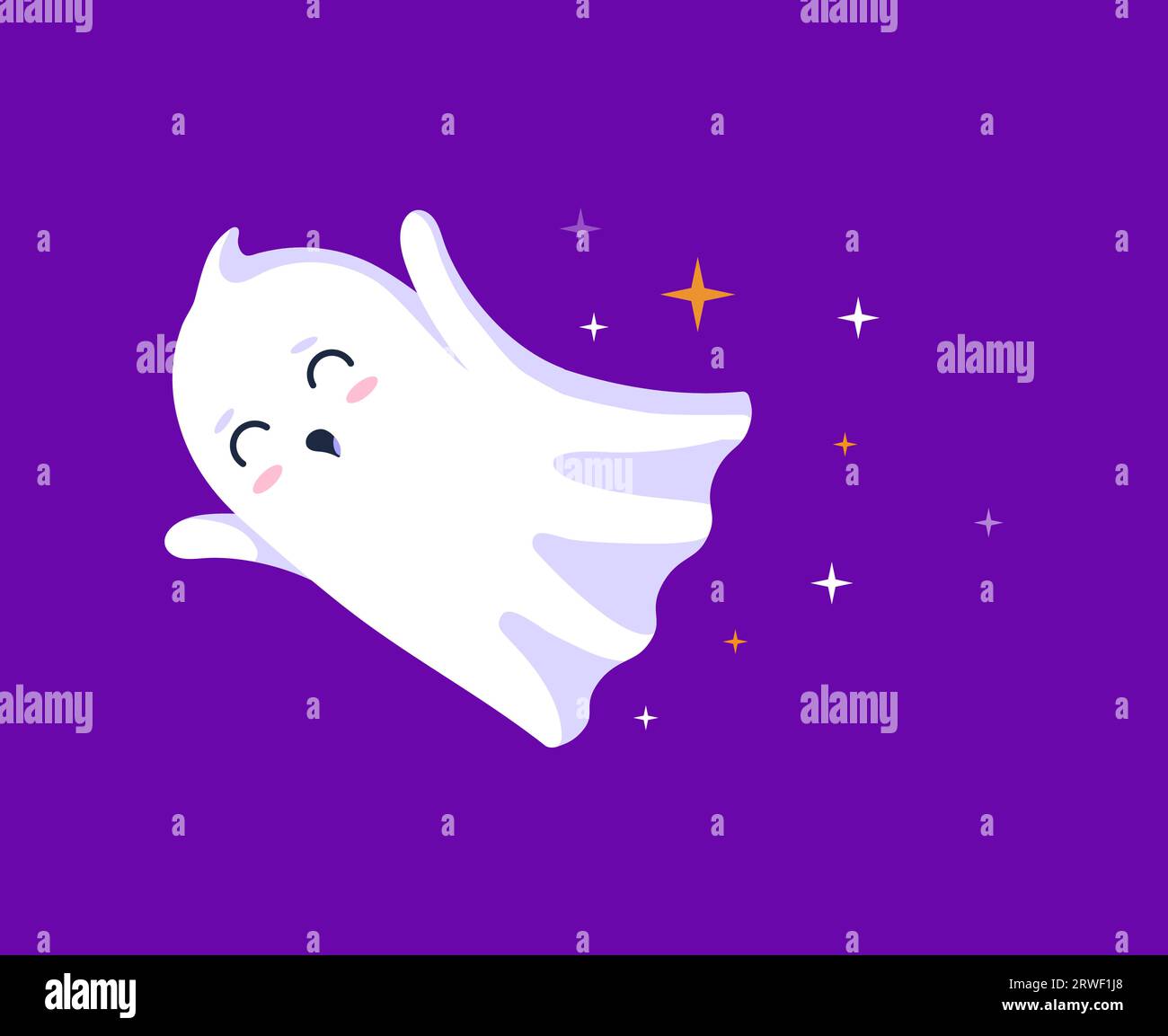 Halloween kawaii ghost gracefully soars through the night sky, leaving ...