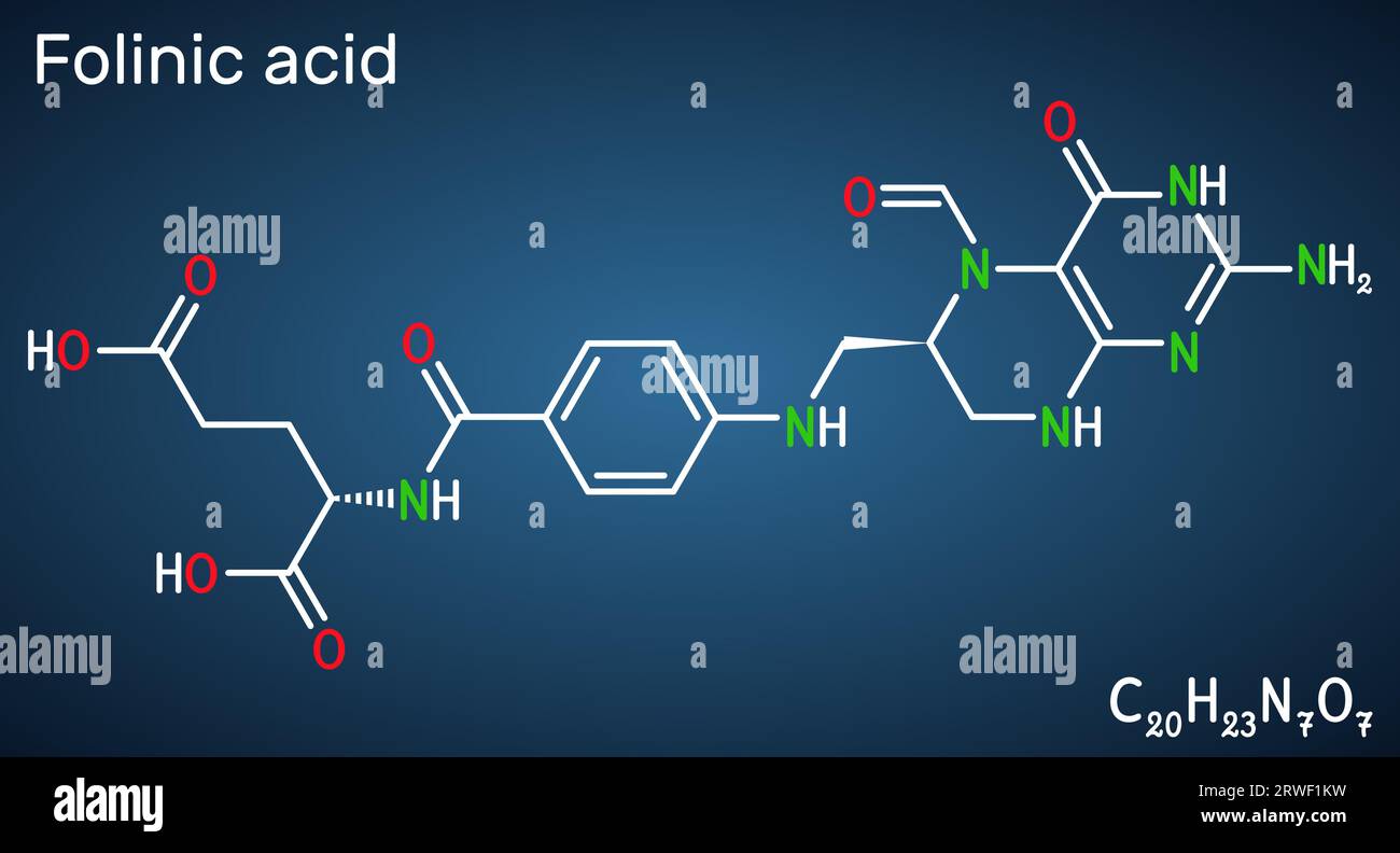 Folinic acid, leucovorin molecule. It is folate analog, used to treat ...