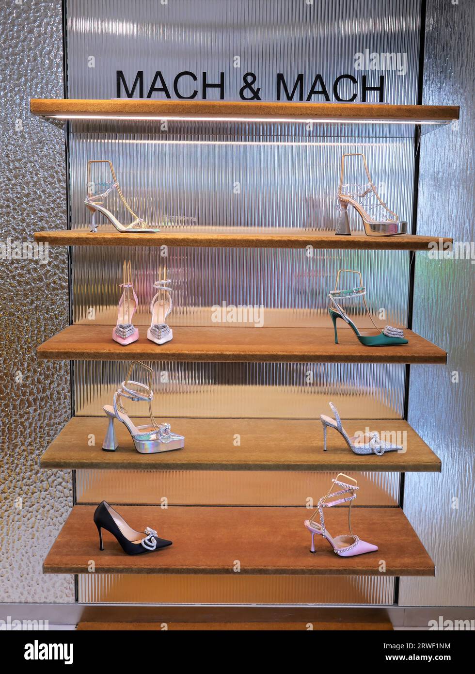 MACH&MACH WOMAN'S SHOES ON DISPLAY INSIDE THE FASHION STORE Stock Photo ...