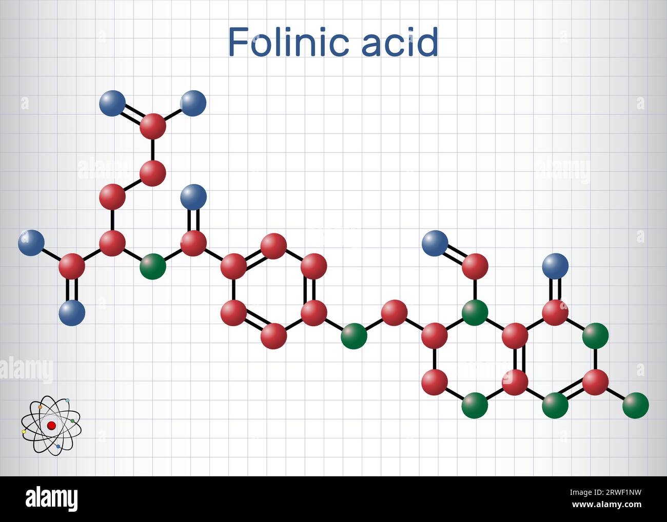 Folinic acid, leucovorin molecule. It is folate analog, used to treat ...