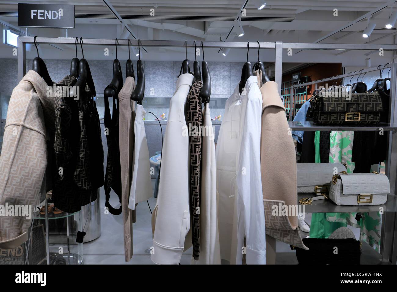 FENDI CLOTHING ON DISPLAY INSIDE THE FASHION STORE Stock Photo - Alamy
