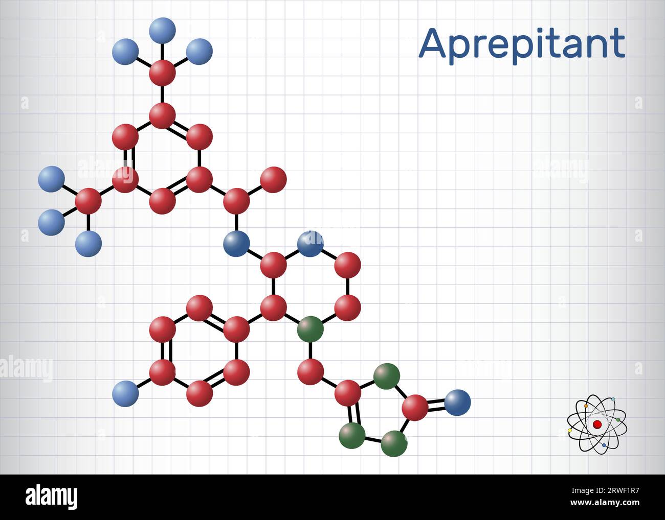 Aprepitant drug molecule. It is used to treat nausea and vomiting ...