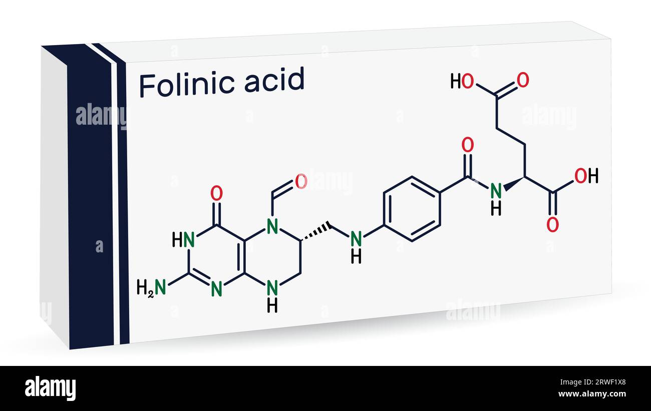 Folinic acid, leucovorin molecule. It is folate analog, used to treat ...