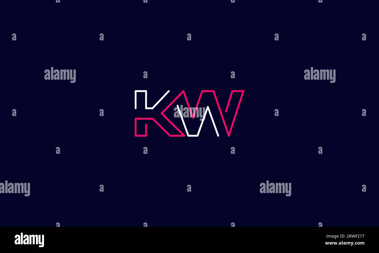 KW logo design. Letter KW initials logo design. vector illustrations ...
