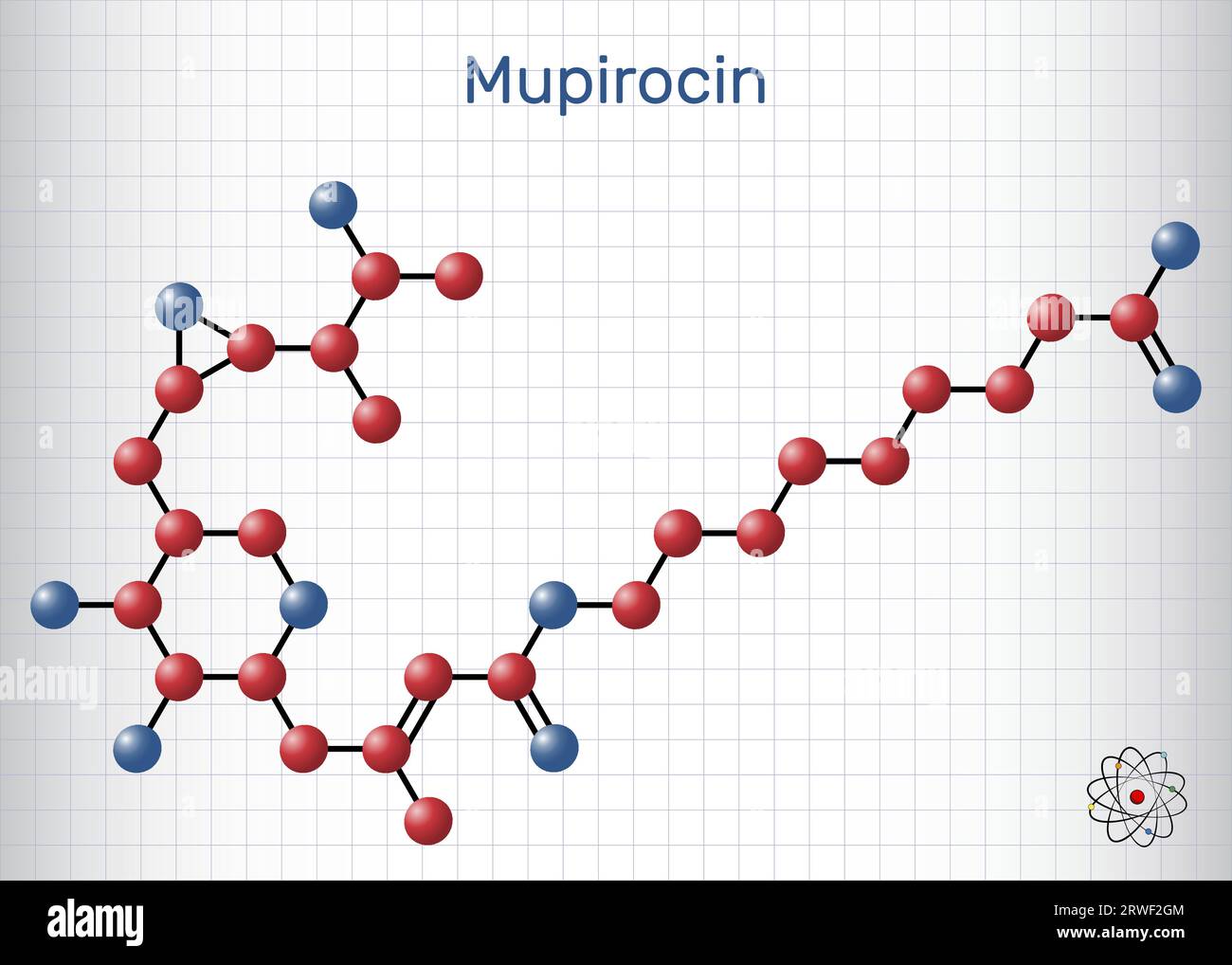 Mupirocin molecule. It is antibacterial ointment used to treat impetigo ...