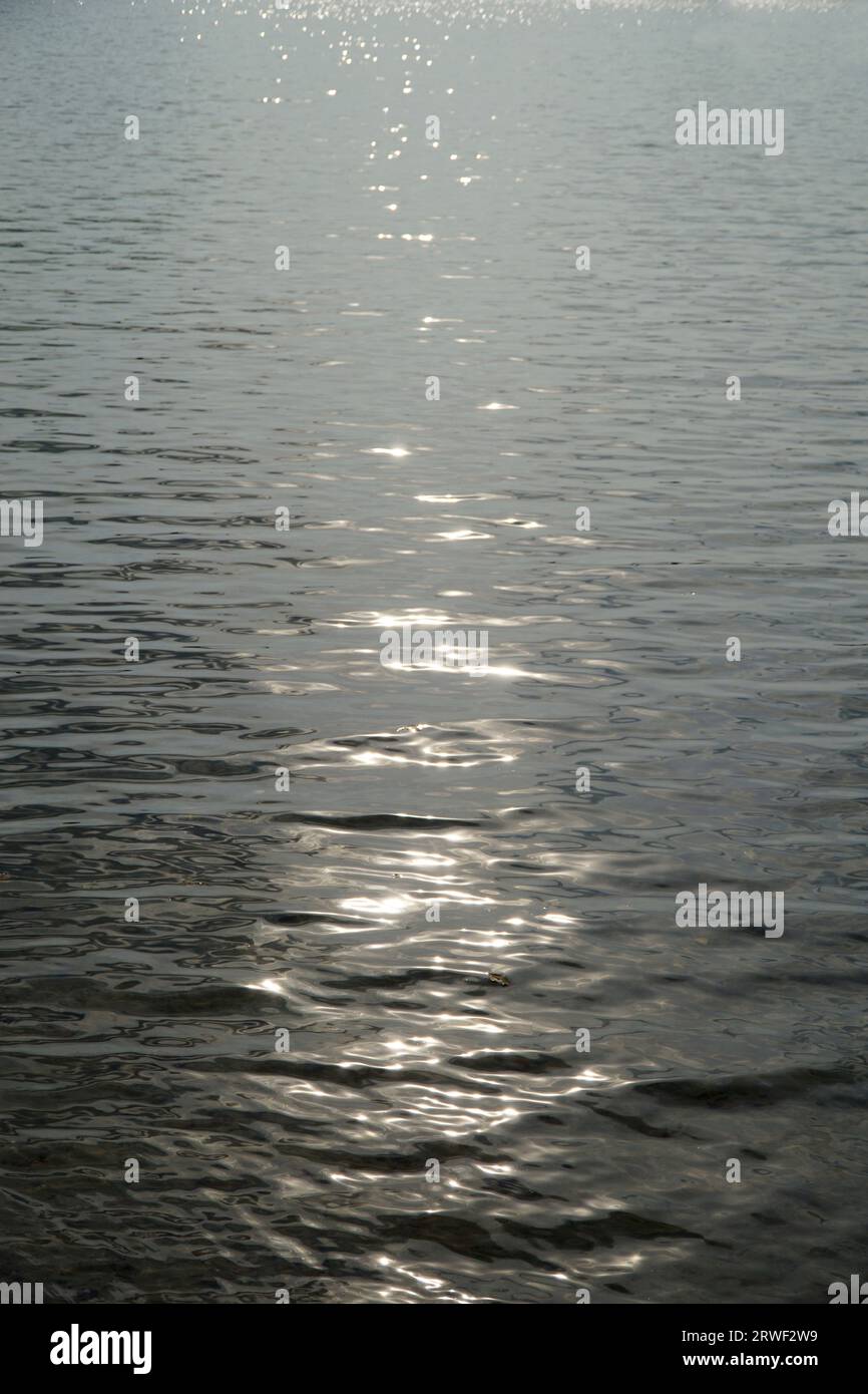 Sun reflecting in water surface Stock Photo - Alamy
