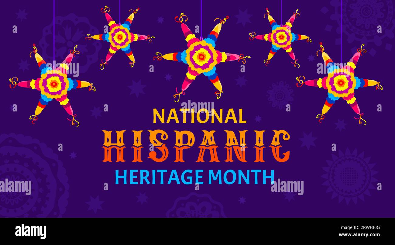 National Hispanic Heritage Month Banner With Pinata Stars On Spanish