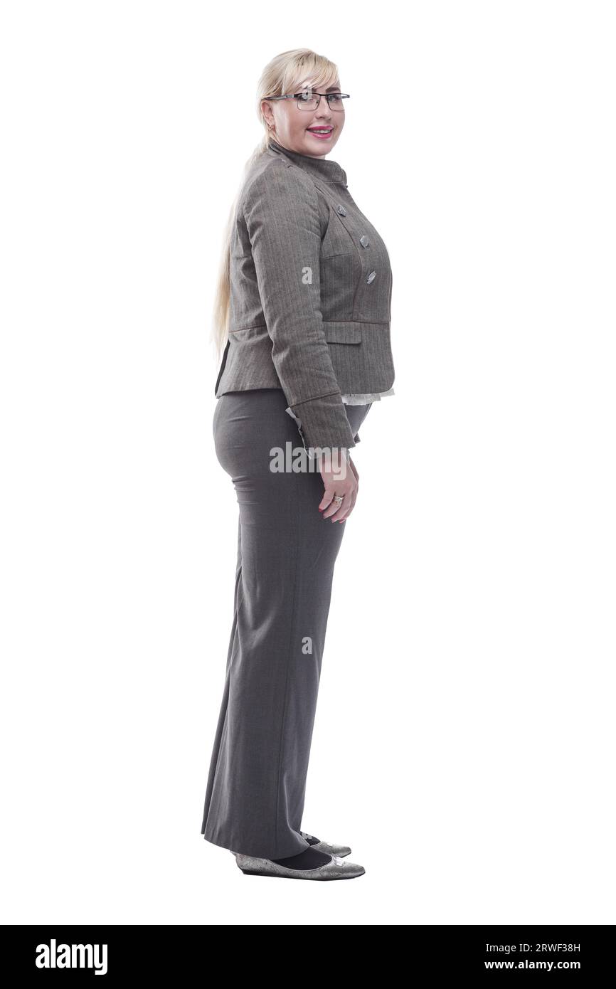confident business woman looking forward. isolated on a white Stock ...