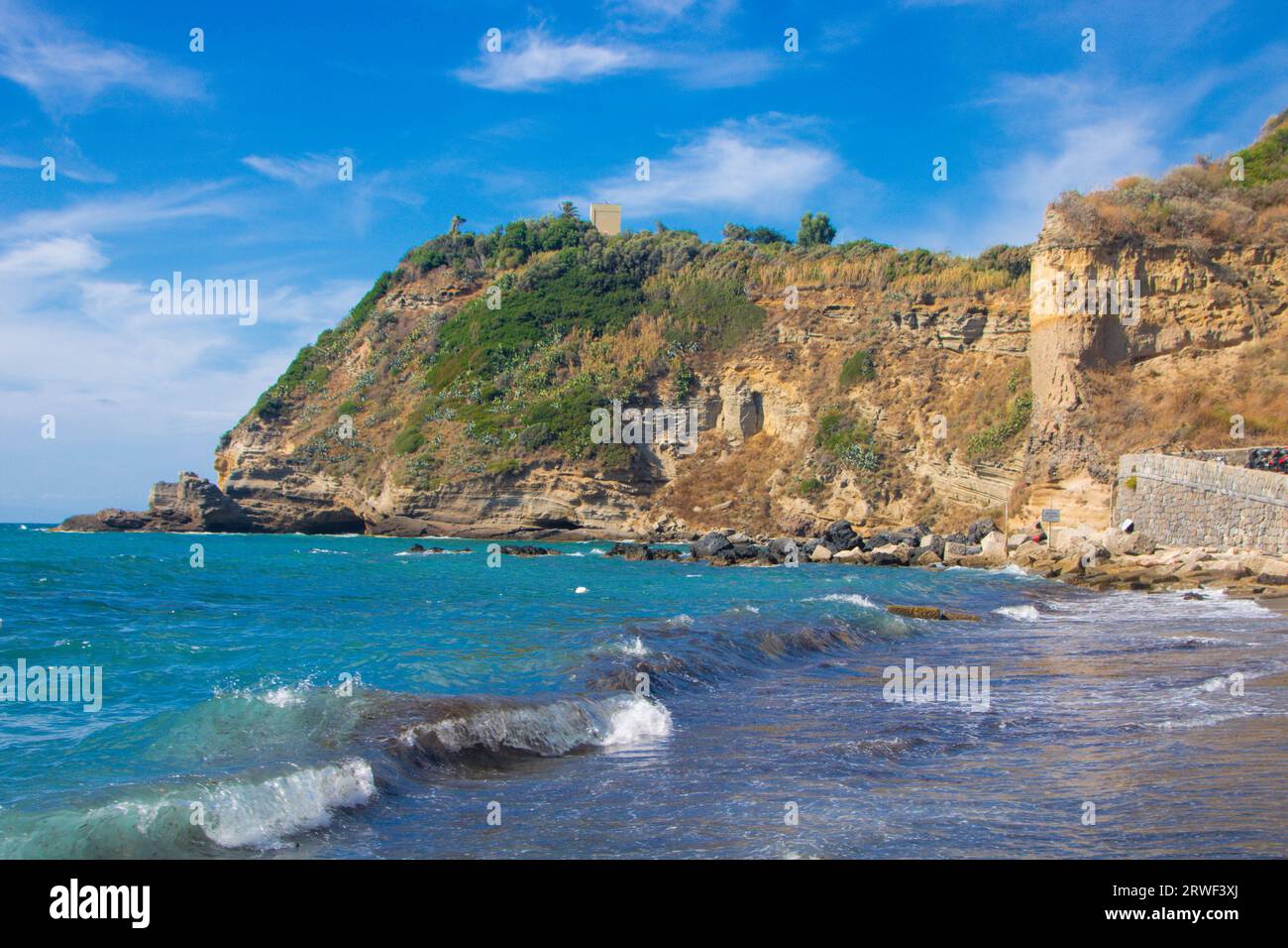 Landscape of so called Old well beach in the island of Procida, Naples ...