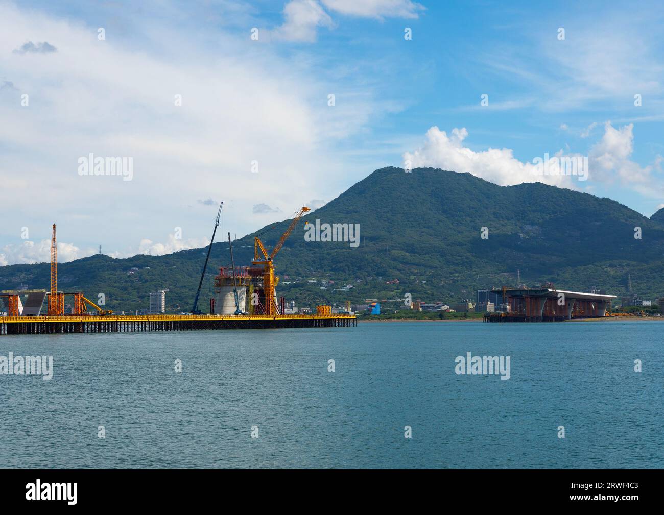 Bridge construction in Fisherman Wharf, New Taipei, Tamsui, Taiwan ...