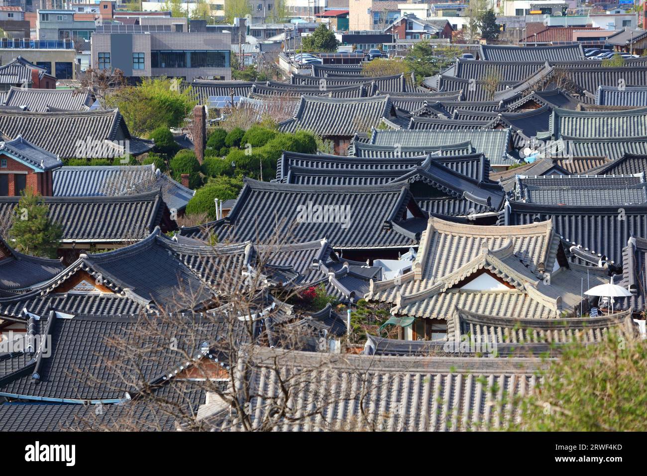 Jeonju Hanok Village townscape in South Korea. Neighborhood of ...
