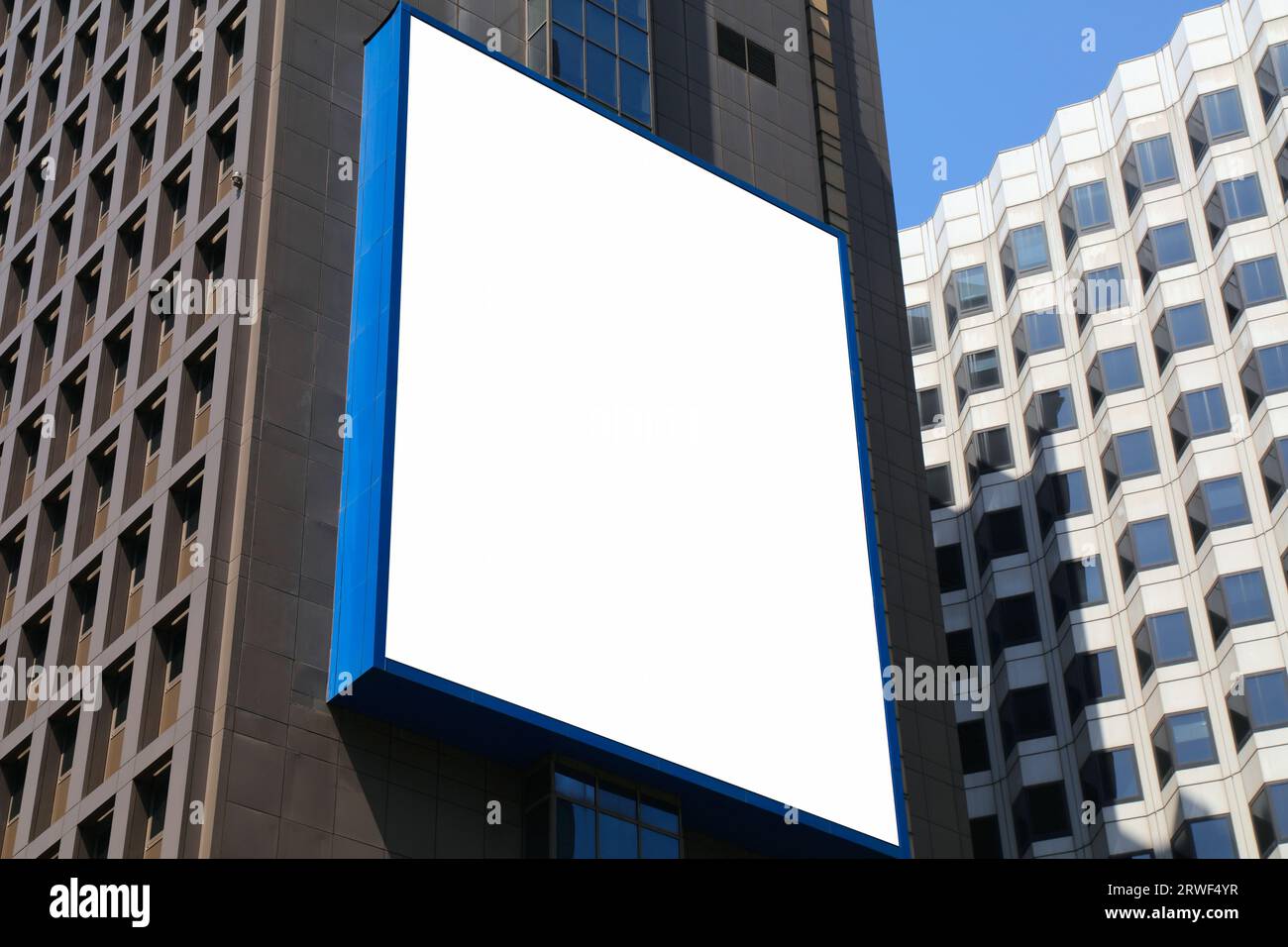 Blank billboard ad. Empty white advertisement with copy space in a big ...