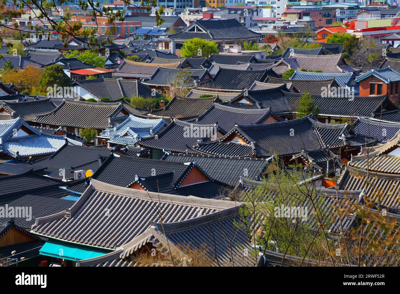 Jeonju Hanok Village townscape in South Korea. Neighborhood of ...