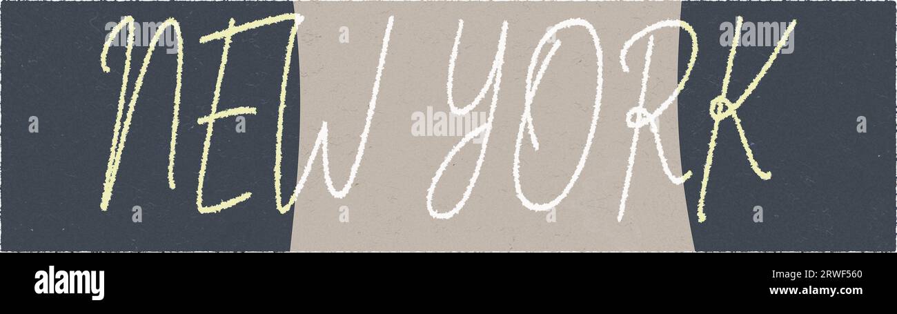 paper sheet with the name of the town "NEW YORK" in handwritten style ...