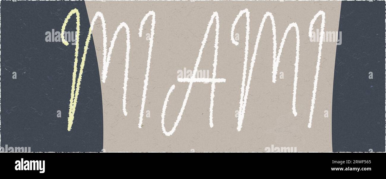 paper sheet with the name of the town "MIAMI" in handwritten style ...