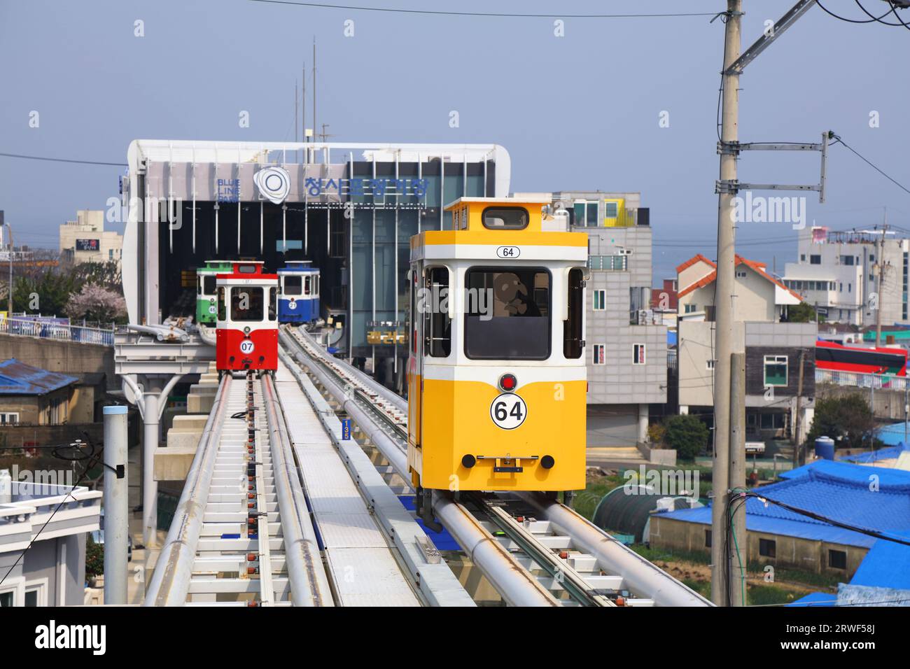 BUSAN, SOUTH KOREA - MARCH 29, 2023: People ride tourist attraction ...
