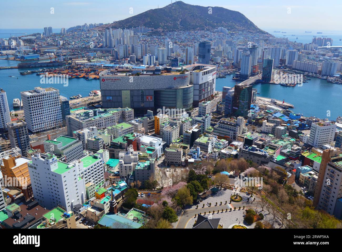 BUSAN, SOUTH KOREA - MARCH 27, 2023: Cityscape of Busan city with Jung ...
