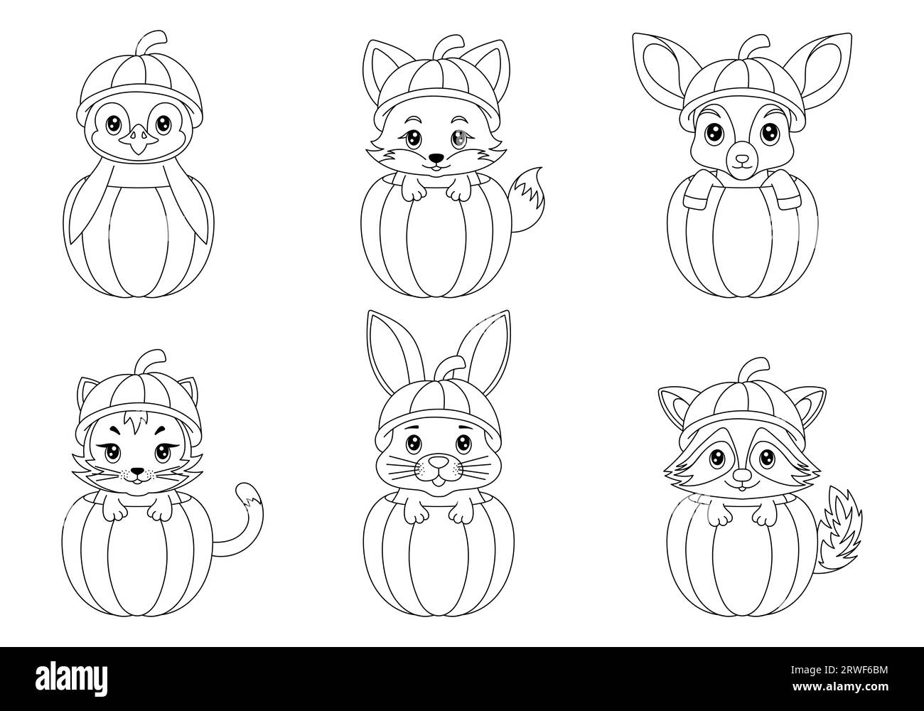 cartoon set animals with pumpkin. fall autumn vibes set. cute animal ...