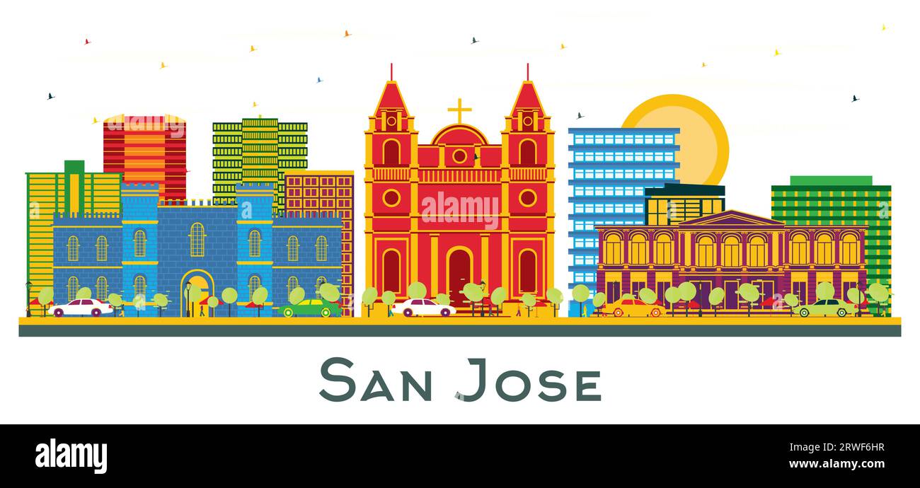 San Jose city Skyline with Color Buildings isolated on white. Vector ...