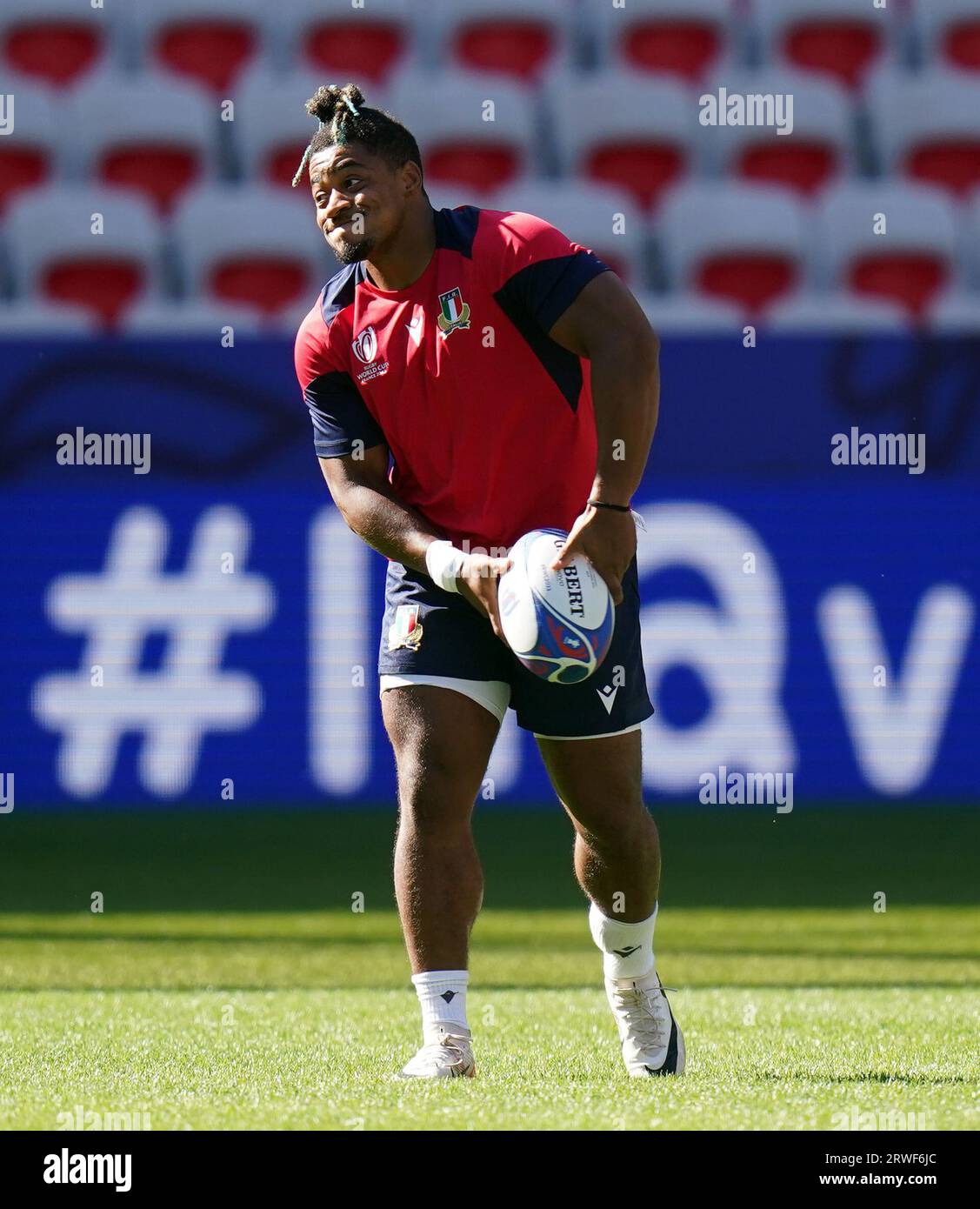 Italy's Paolo Odogwu during a training session at the Stade de Nice ...