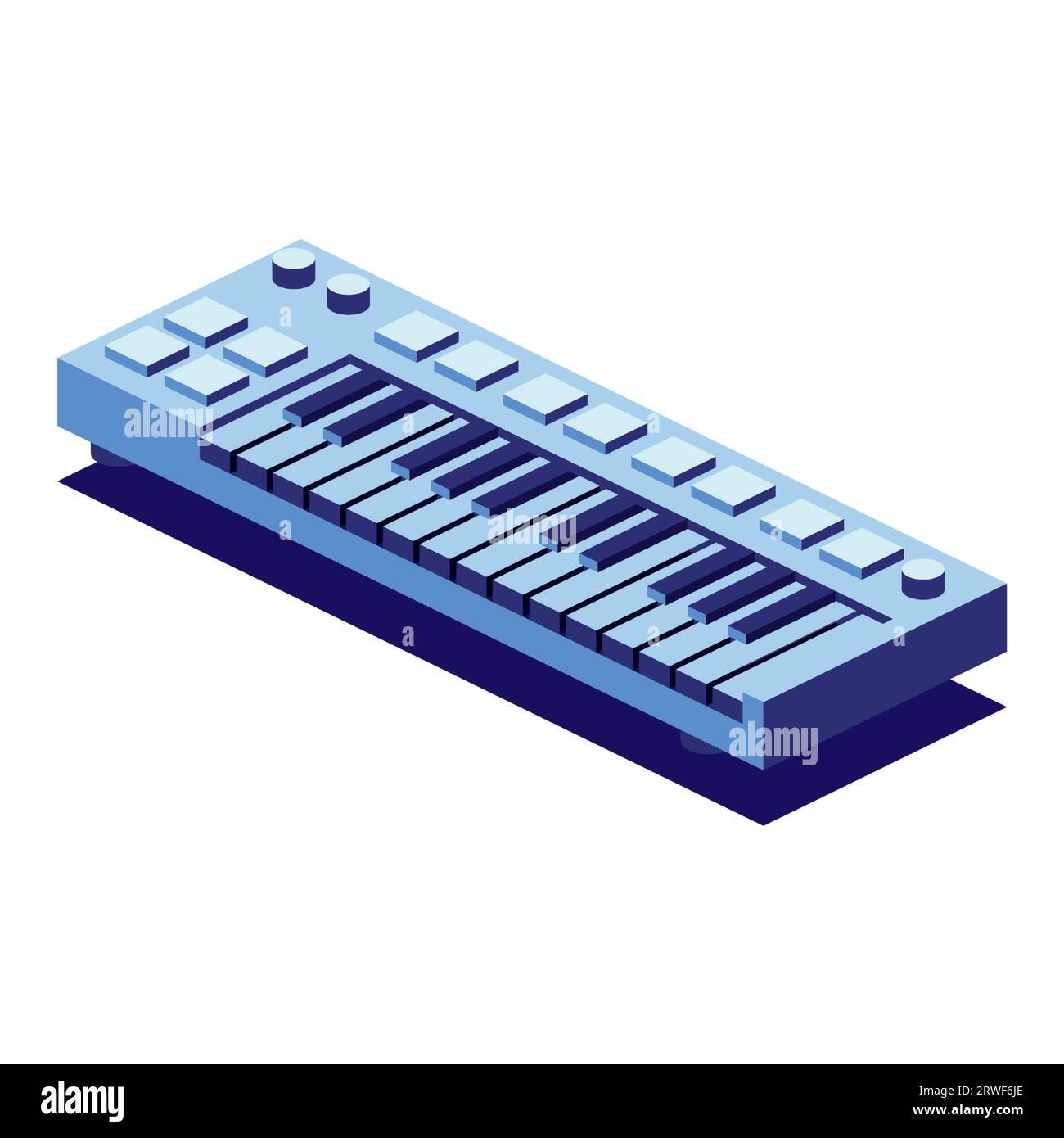Isometric keyboard musical instrument. Electric synthesizer isolated on ...